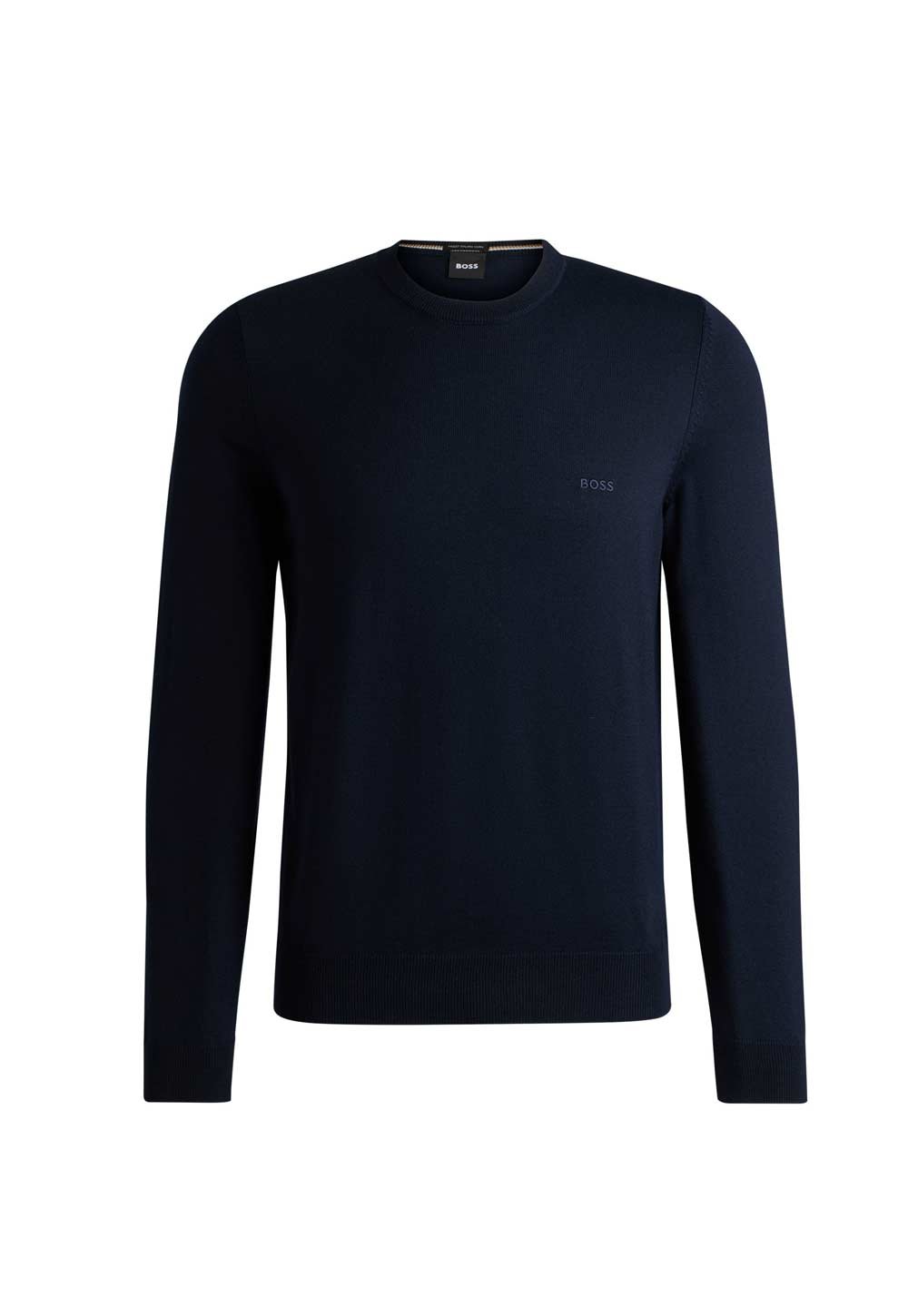 Original Hugo boss -CREW-NECK SWEATER IN VIRGIN WOOL WITH EMBROIDERED ...